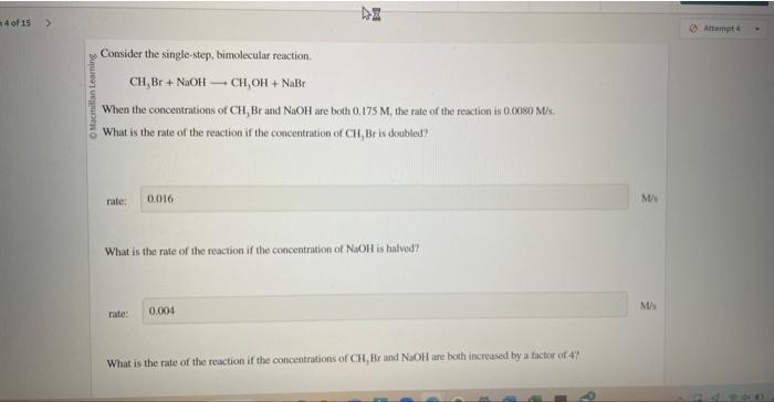 Solved Consider The Single Step Bimolecular Reaction