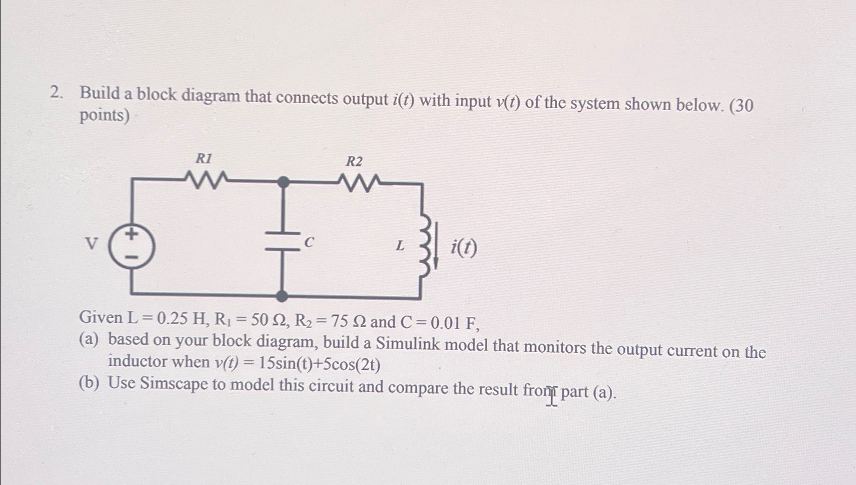 Solved Build a block diagram that connects output i(t) ﻿with | Chegg.com