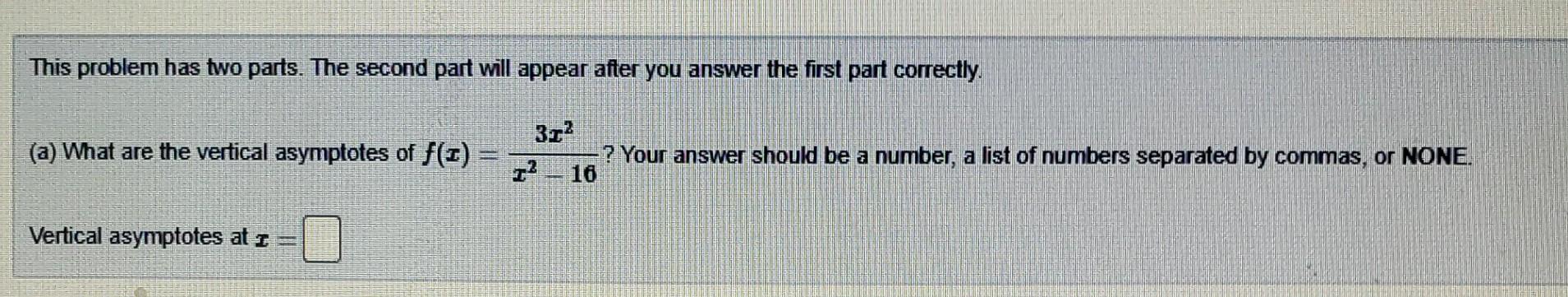 Solved This problem has two parts. The second part will | Chegg.com