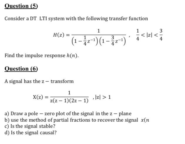 Solved Consider a DT LTI system with the following transfer | Chegg.com