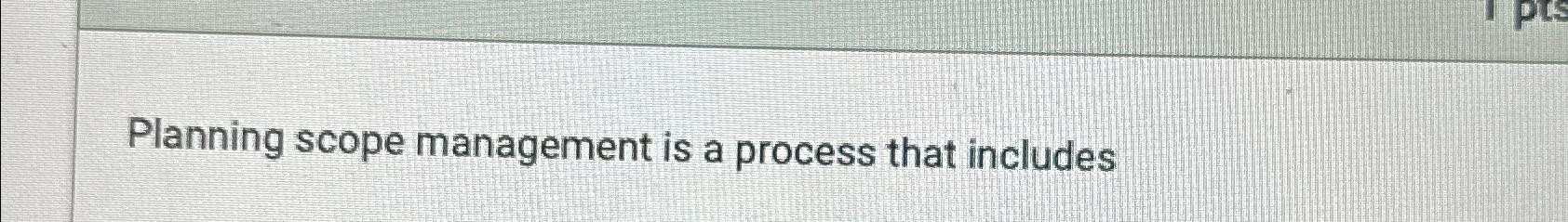 Solved Planning scope management is a process that includes | Chegg.com