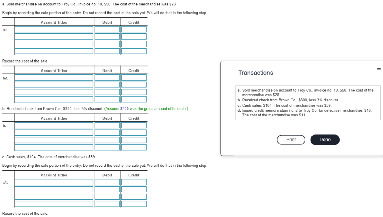 Solved Journalize the following transactions assuming a | Chegg.com