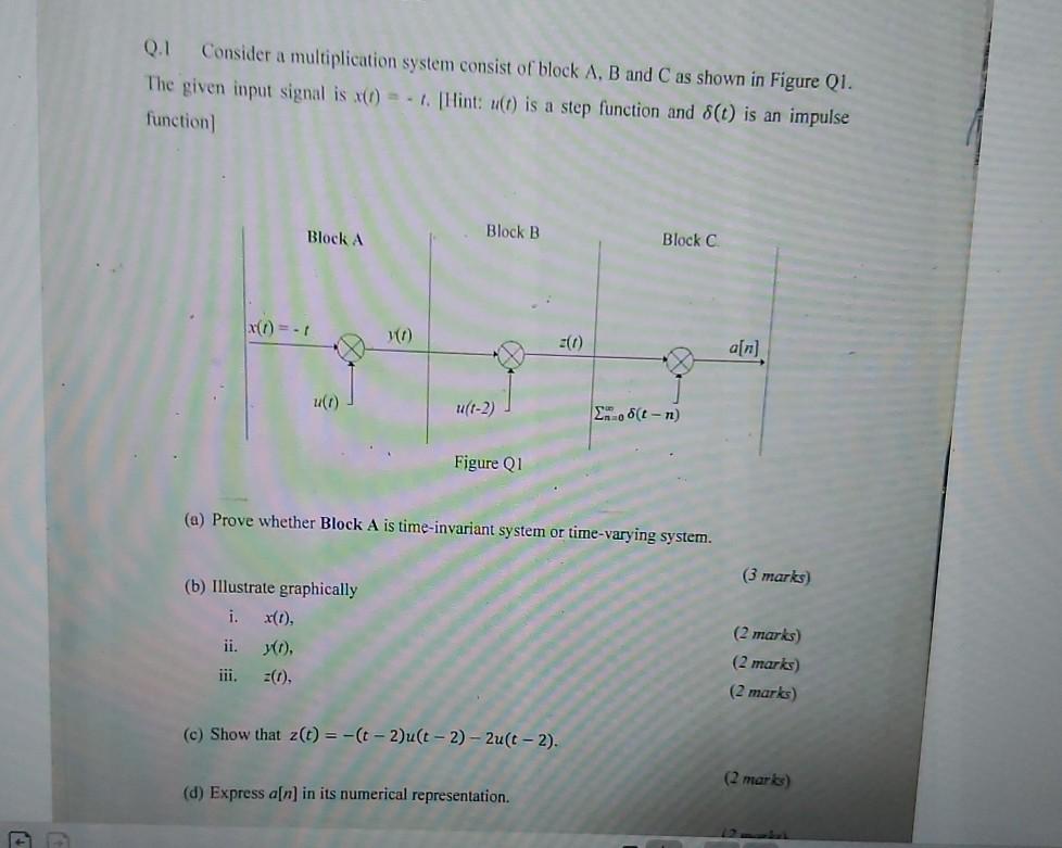 Solved 0.1 Consider a multiplication system consist of block | Chegg.com