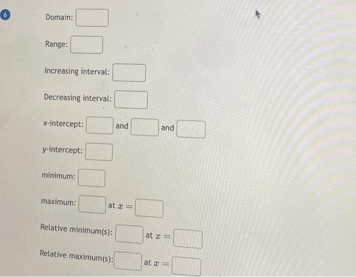 Solved Domain: Range: Increasing interval: Decreasing | Chegg.com