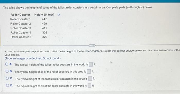 Solved The table shows the heights of some of the tallest | Chegg.com