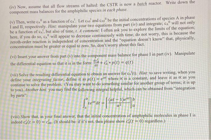 Solved 2. Two-Phase CSTR with Interphase Mass Transfer and | Chegg.com