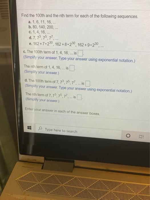 Solved Find the 100th and the nth term for each of the | Chegg.com