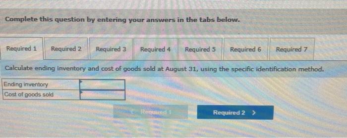 Solved For the specific identification method, the August 4 | Chegg.com