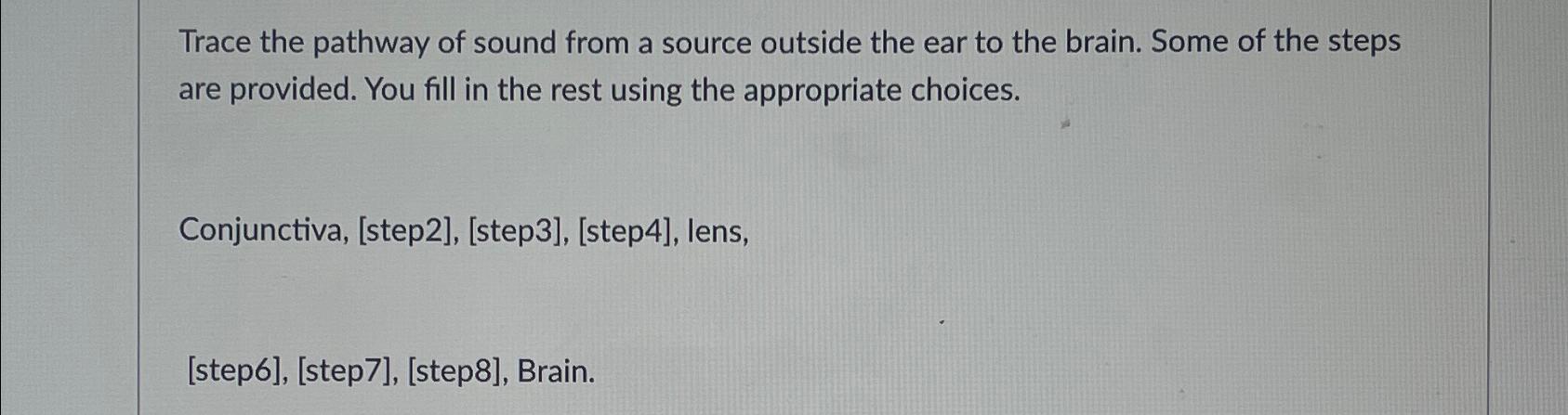 Solved Trace the pathway of sound from a source outside the | Chegg.com