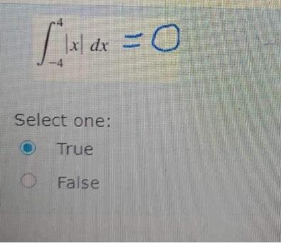Solved ∫-44|x|dx=0Select one:TrueFalse | Chegg.com