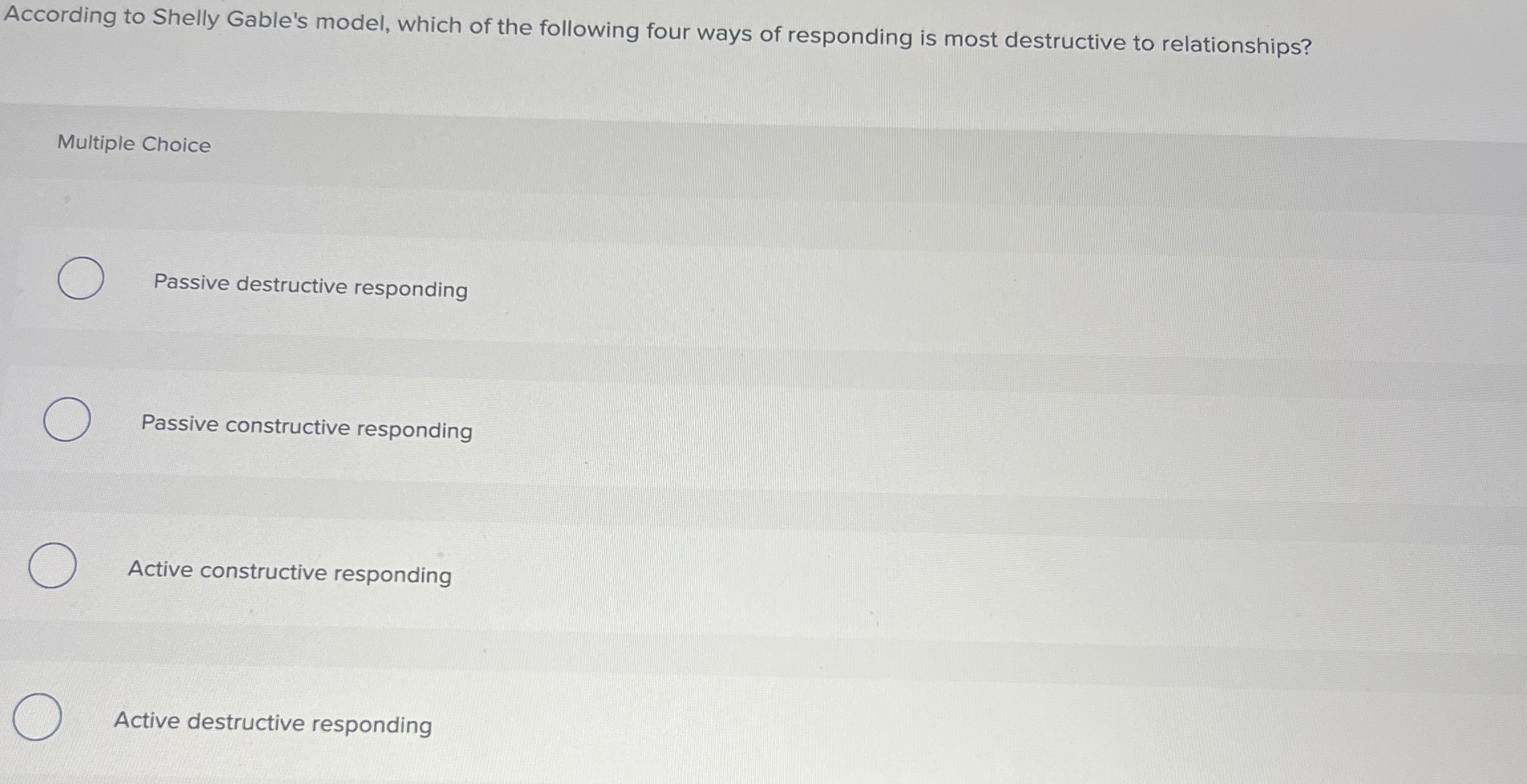 Solved According to Shelly Gable's model, which of the | Chegg.com