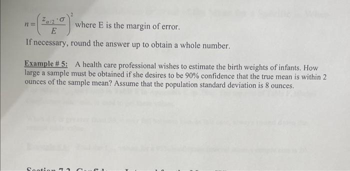 Solved n=(Ezα/2⋅σ)2 where E is the margin of error. If | Chegg.com