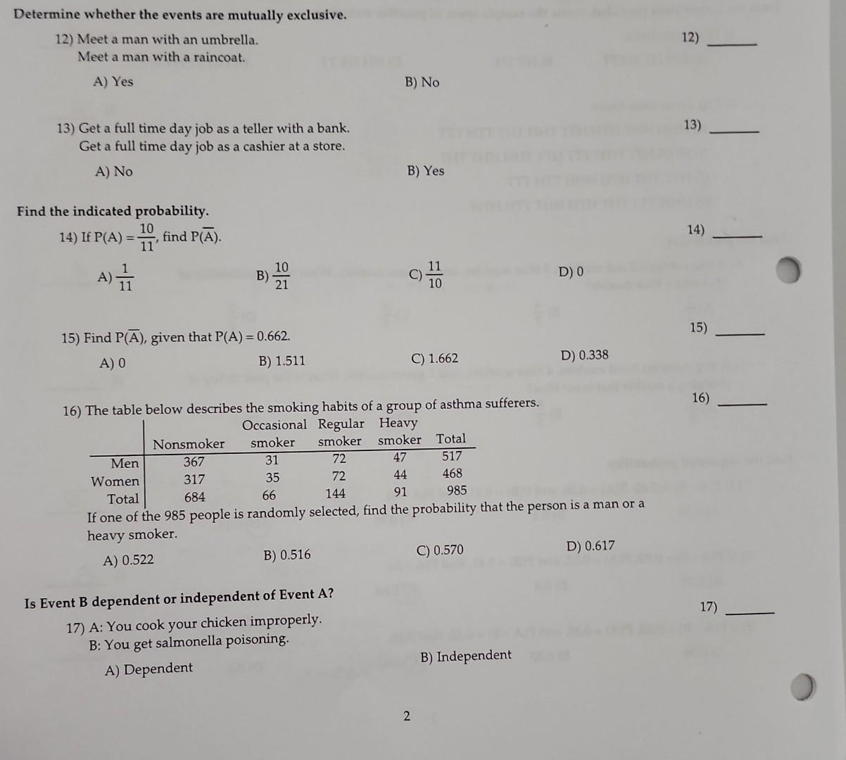 Solved Determine whether the events are mutually exclusive. | Chegg.com