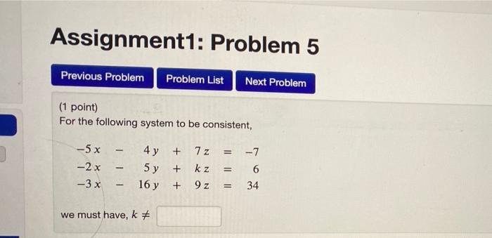 Solved Assignment1 Problem 5 Previous Problem Problem List 