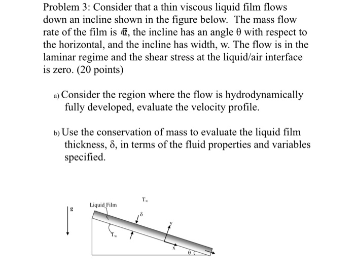 Solved Problem 3: Consider that a thin viscous liquid film | Chegg.com