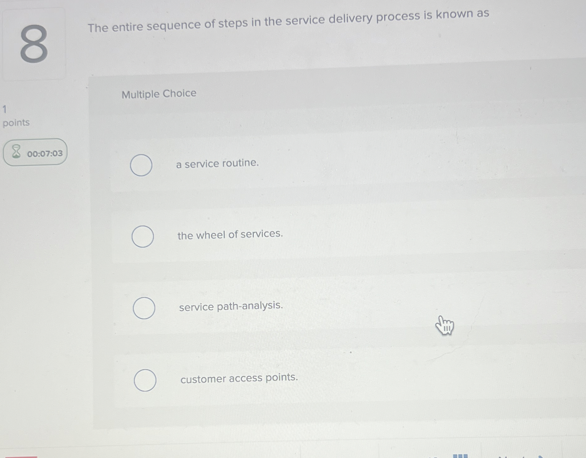 Solved 8The entire sequence of steps in the service delivery | Chegg.com