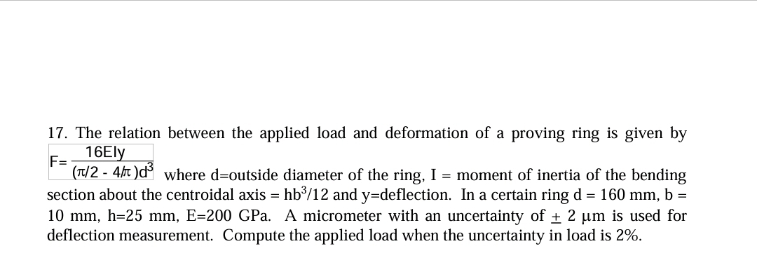 Solved The relation between the applied load and deformation | Chegg.com