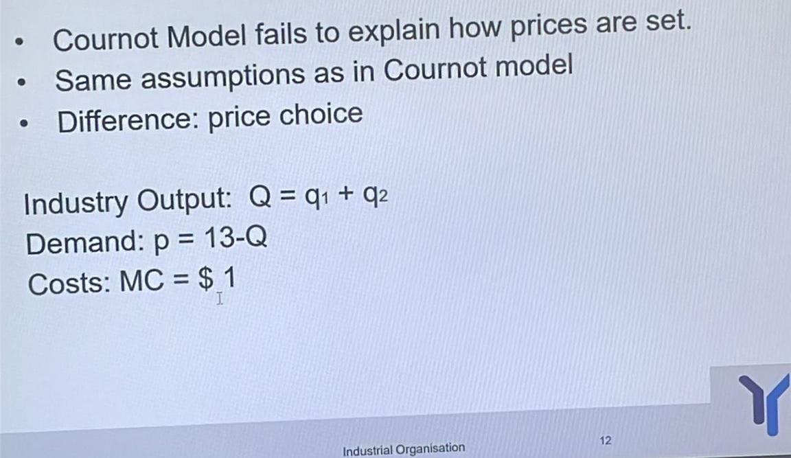 Solved Solve this a bertrand Model :Industry Output: | Chegg.com