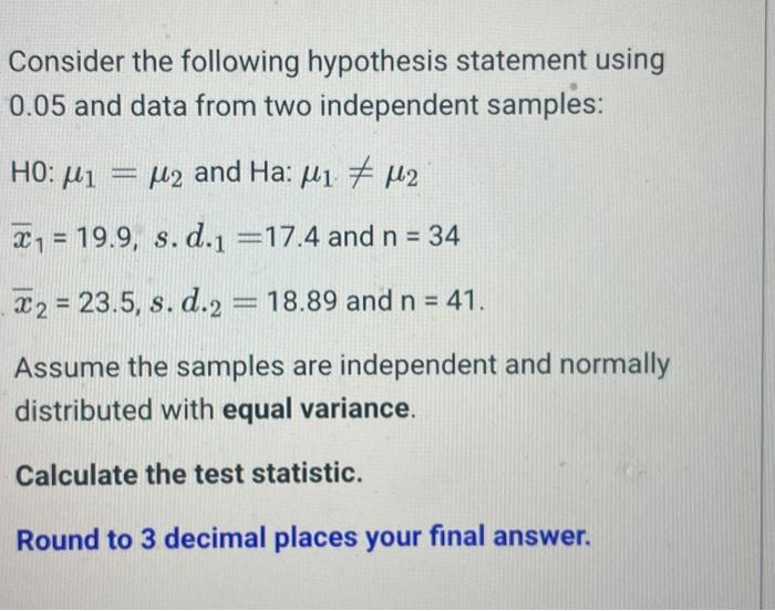 Consider the following hypothesis statement using | Chegg.com