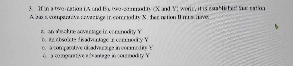 Solved If In A Two Nation ﻿a And B ﻿two Commodity X