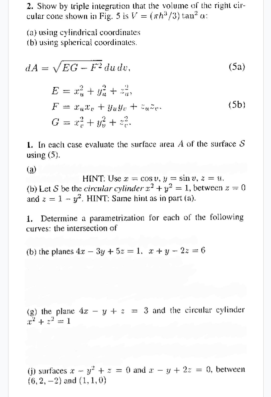 Solved 2. Show by triple integration that the volume of the | Chegg.com