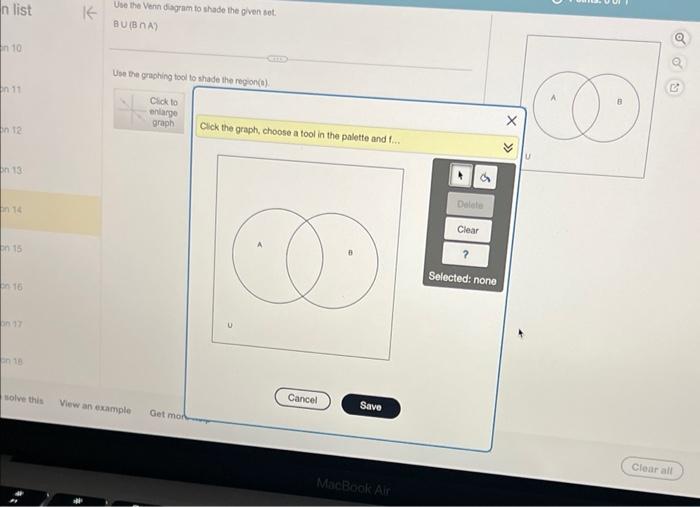 Solved use the Venn Digaram to shade the given set. B U (B n | Chegg.com