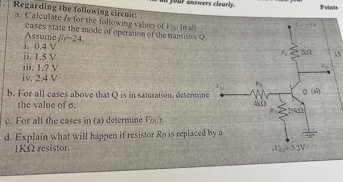 Solved Regarding the following circuit: a. Calculate IB for | Chegg.com