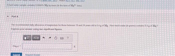 Solved A hard water sample contains 0.0065%Mfr by mass (in | Chegg.com