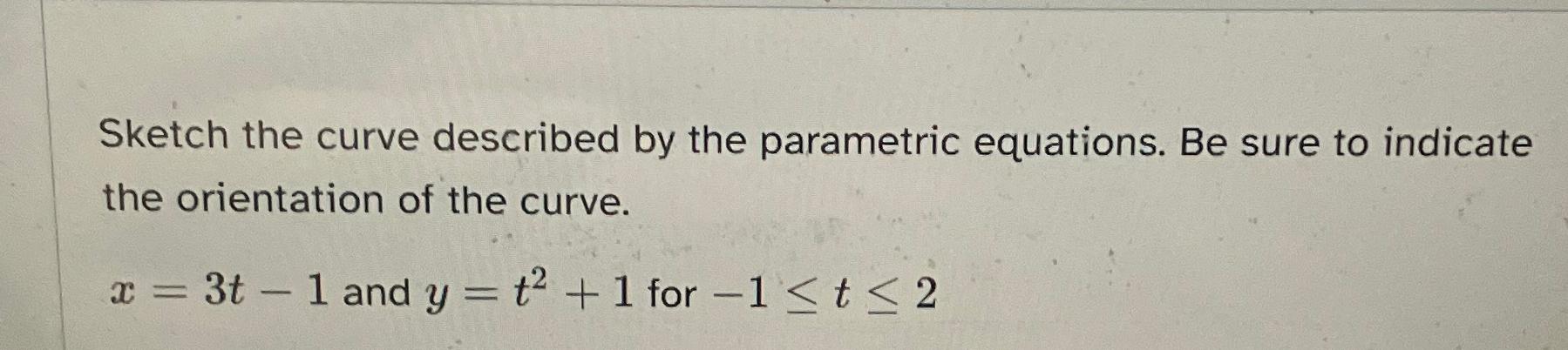 Solved Sketch the curve described by the parametric | Chegg.com