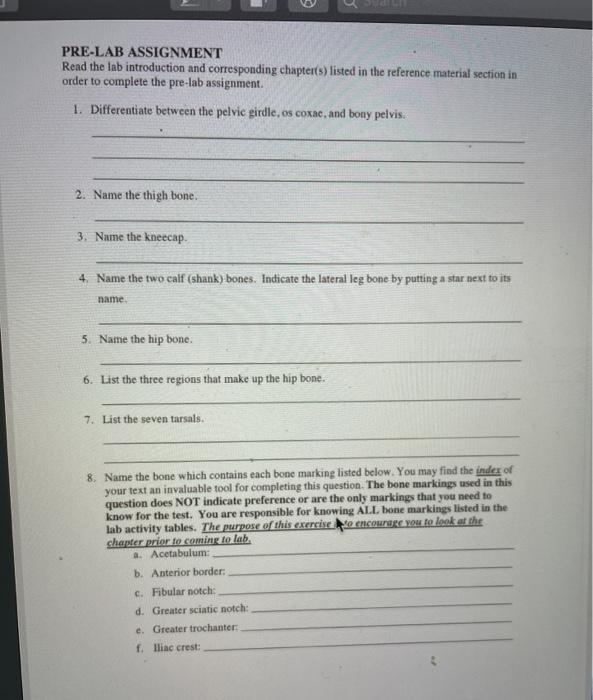 Solved PRE-LAB ASSIGNMENT Read the lab introduction and | Chegg.com