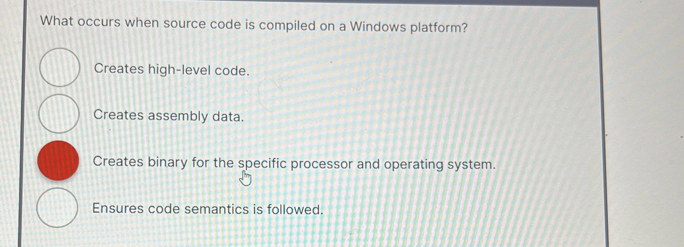 Solved What occurs when source code is compiled on a Windows | Chegg.com