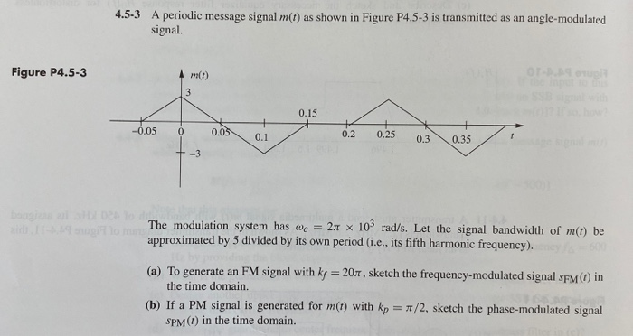 Solved 4.5-3 A periodic message signal m(t) as shown in | Chegg.com