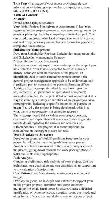 Solved Title Page (First page of your report providing | Chegg.com