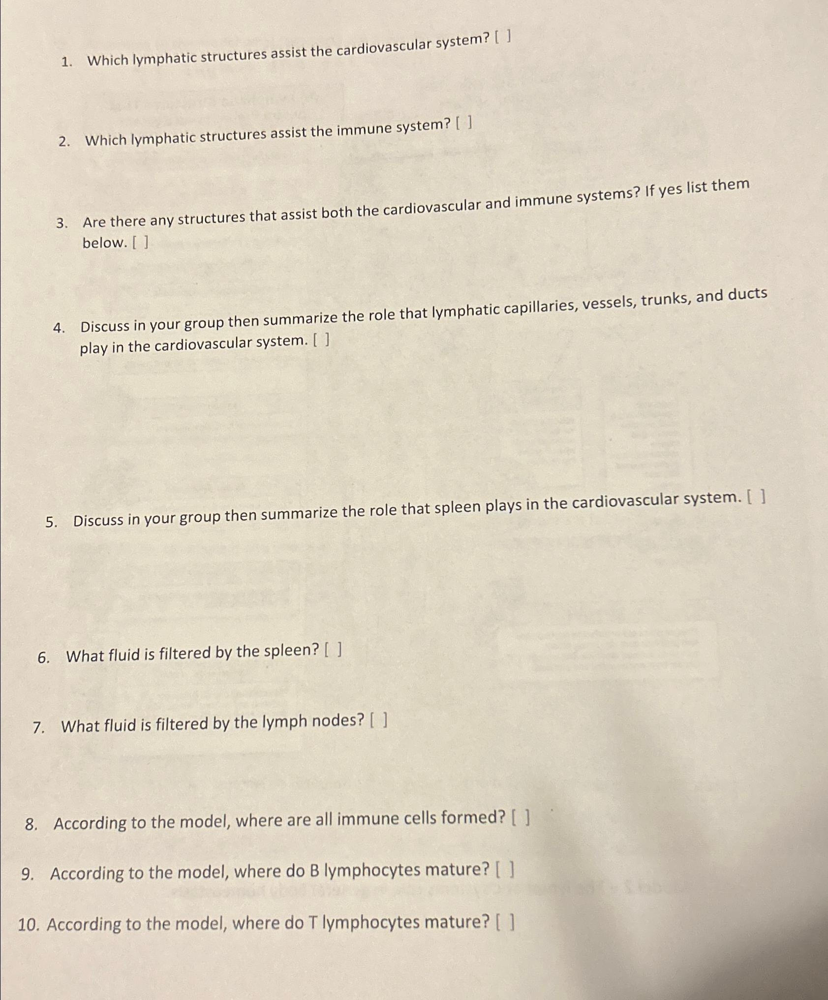 Solved Which lymphatic structures assist the cardiovascular | Chegg.com