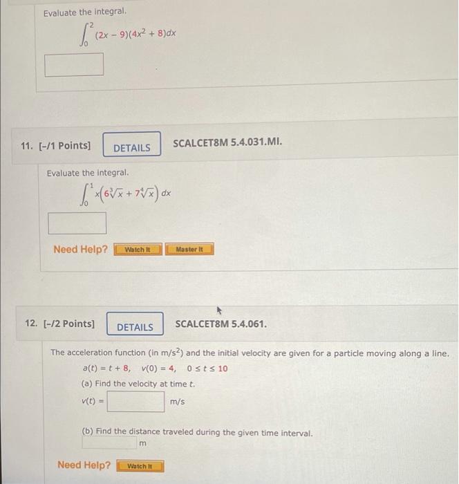 Solved 7. [-/1 Points] DETAILS SCALCET8M 5.3.016. Use Part 1 | Chegg.com