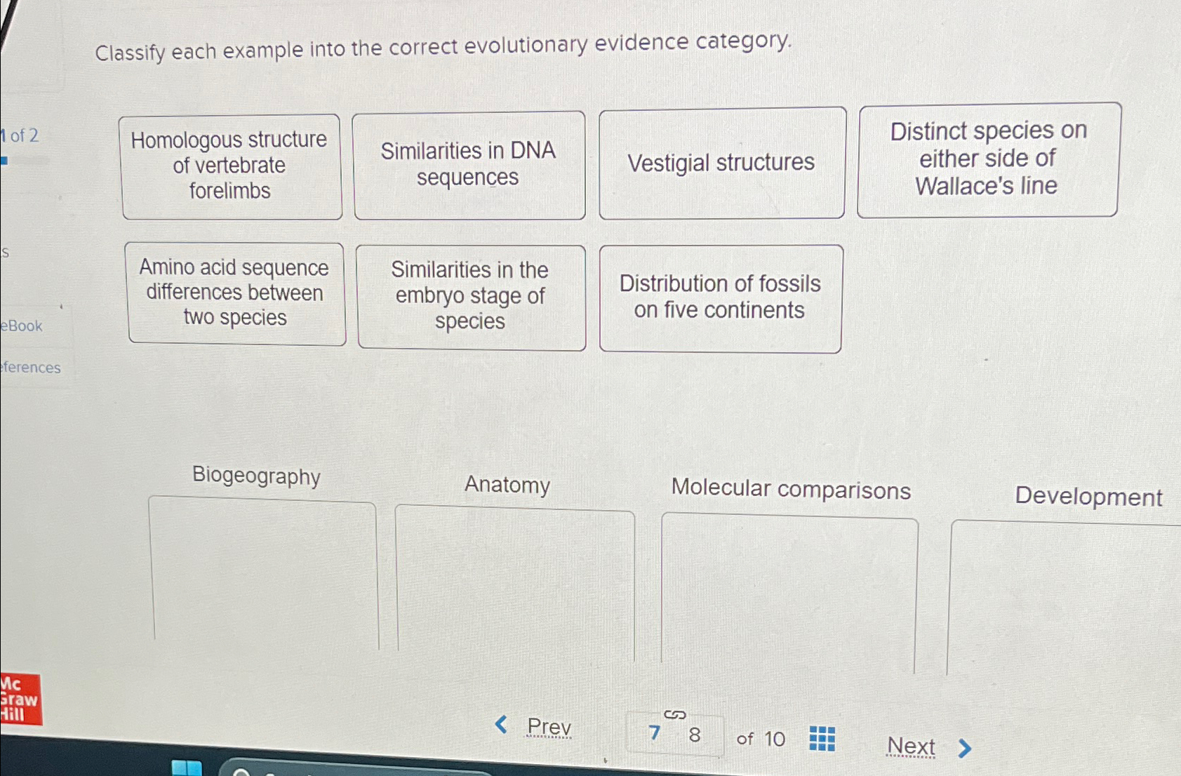 Solved Classify each example into the correct evolutionary | Chegg.com