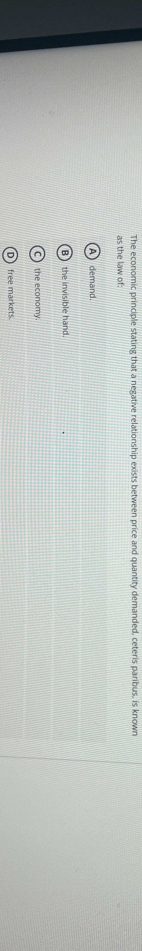 Solved The economic principle stating that a negative | Chegg.com