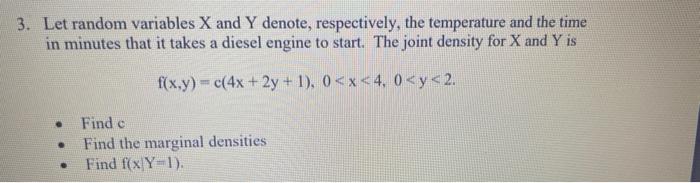 Solved 3. Let random variables X and Y denote, respectively, | Chegg.com
