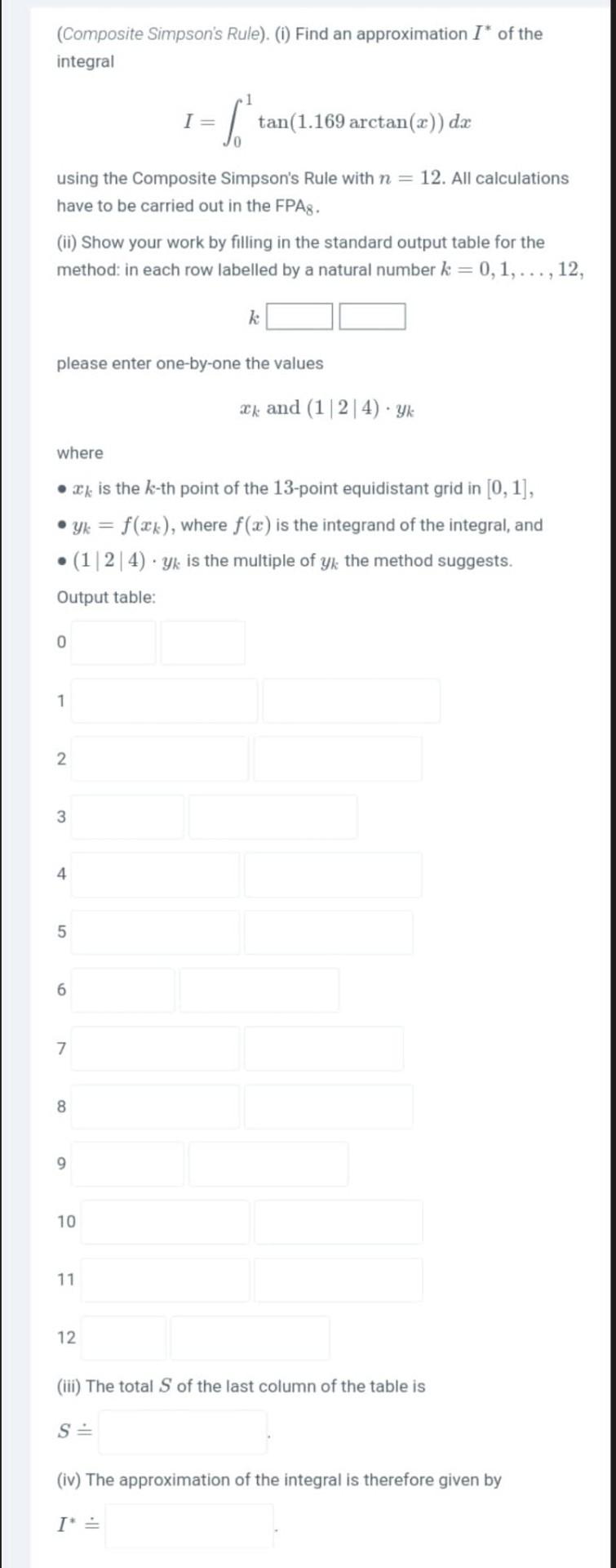 Solved (Composite Simpson's Rule). (i) Find an approximation | Chegg.com