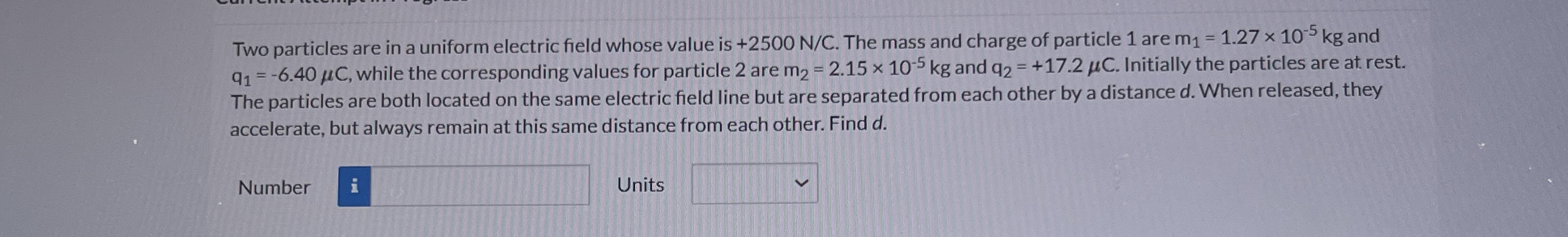 Solved Two particles are in a uniform electric field whose | Chegg.com