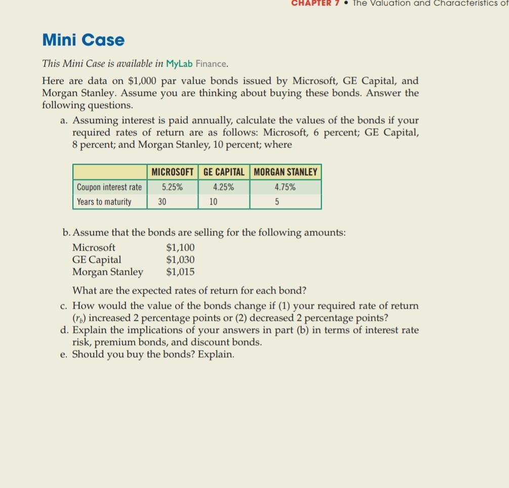 Solved This Mini Case is available in MyLab Finance. Here | Chegg.com