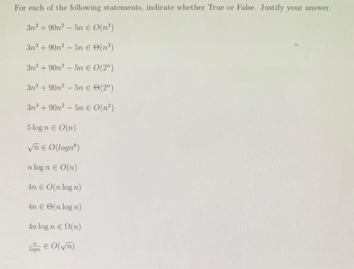 Solved For each of the following statements, indicate | Chegg.com