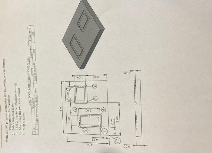 Solved Write a CNC program containing the following general | Chegg.com