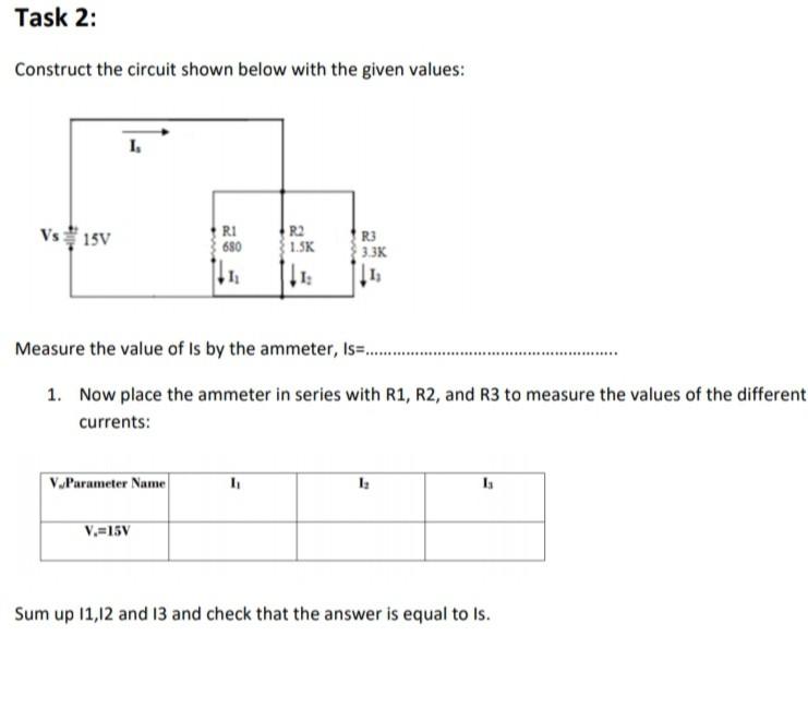 Solved Task 2: Construct the circuit shown below with the | Chegg.com