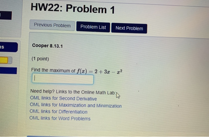 Solved HW22: Problem 1 Previous Problem Problem List Next | Chegg.com