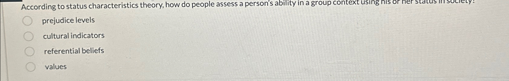 Solved According to status characteristics theory, how do | Chegg.com