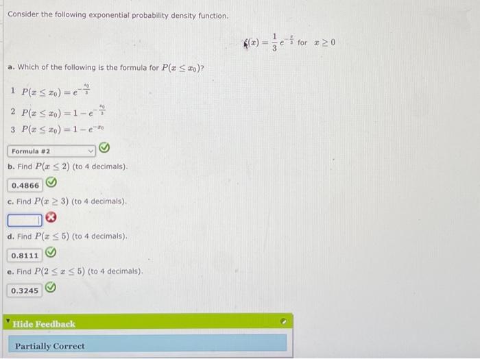 Solved Consider the following exponential probability | Chegg.com