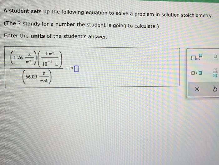 Solved A student sets up the following equation to solve a | Chegg.com