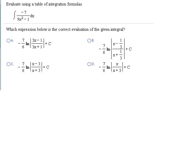Solved Evaluate using a table of integration formulas. | Chegg.com
