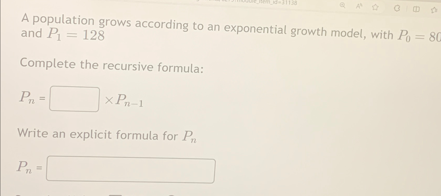 Solved A population grows according to an exponential growth | Chegg.com
